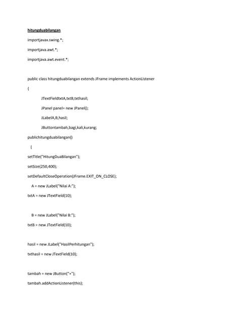 Membuat Kalkulator Penilaian Sederhana Java Pdf