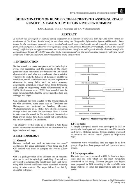 PDF DETERMINATION OF RUNOFF COEFFICIENTS TO ASSESS SURFACE RUNOFF A CASE STUDY OF GIN RIVER