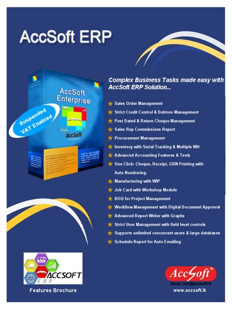 Accsoft Erp Complex Business Tasks Made Easy With Accsoft Erp Solution Features Brochure
