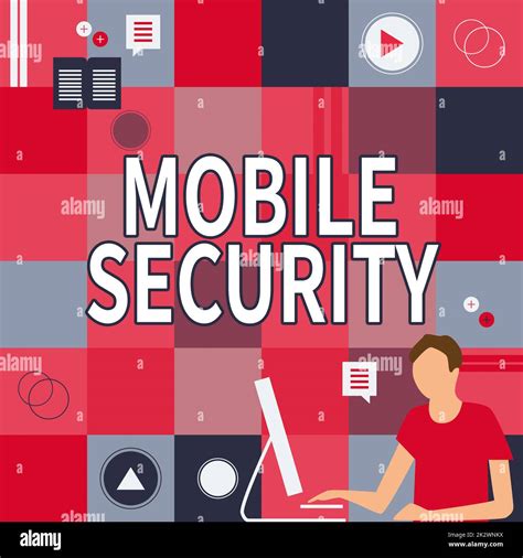 Conceptual Caption Mobile Security Word For Protection Of Mobile Phone From Threats And