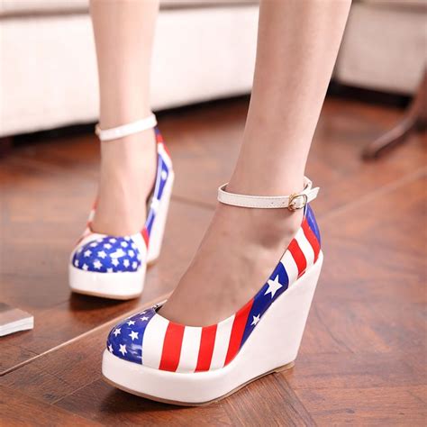 American Flag Wedge Shoes