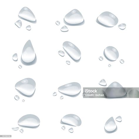 Realistische Wassertropfen Vektoren Isoliert Auf Weißem Hintergrund