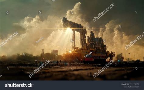 Robotic Excavators Futuristic Construction Site Cranes Stock Illustration 2211778357 Shutterstock
