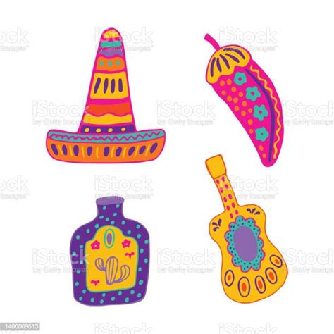 신코 데 마요 밝은 벡터 세트입니다 후추 기타 솜브레로 데킬라 벡터 그림 개념에 대한 스톡 벡터 아트 및 기타 이미지 개념 개념과 주제 개체 그룹 Istock