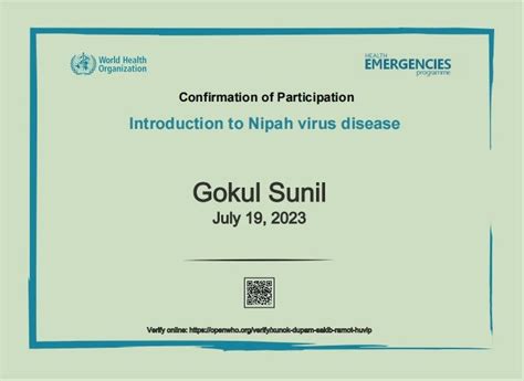 gokul sunil on linkedin participated in a course conducted by world health organization who an…