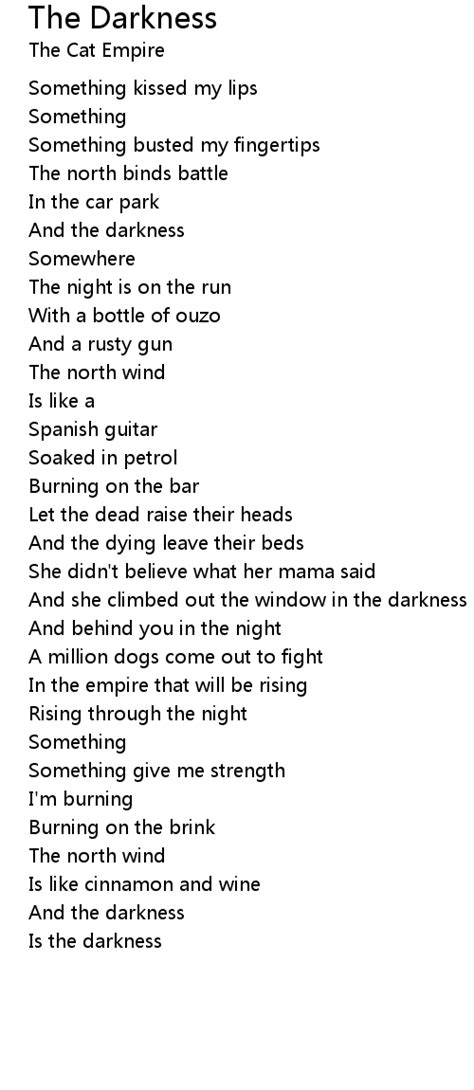 The Darkness Lyrics Follow Lyrics