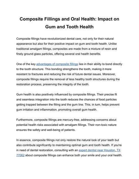 Ppt Composite Fillings And Oral Health Impact On Gum And Tooth
