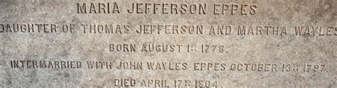 Mary “maria” Jefferson Eppes 1778 1804 Find A Grave Memorial