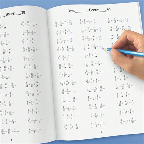 28 Pages Addition And Subtraction Fractions Arithmetic Workbook