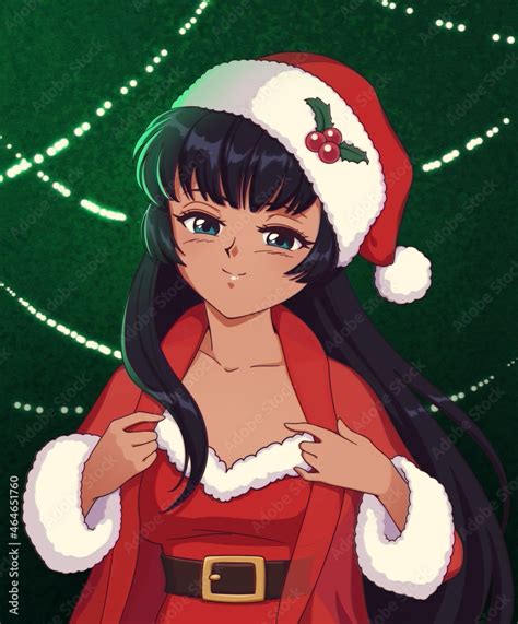 Sexy Anime Woman With Long Black Hair Stock Illustration Adobe Stock