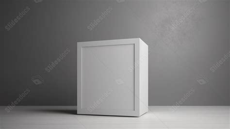무료 3d 렌더링의 빈 회색 벽에 있는 현대적인 흰색 나무 사각형 상자 보드 Ppt 배경 Slidesdocs
