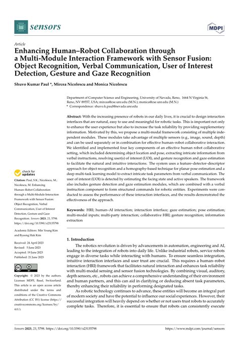 Pdf Enhancing Humanrobot Collaboration Through A Multi Module Interaction Framework With