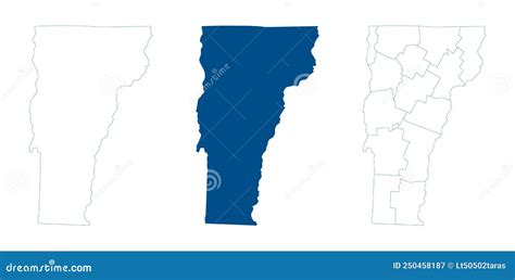 Detailed Vermont Silhouette Map Vector Illustration Cartoondealer