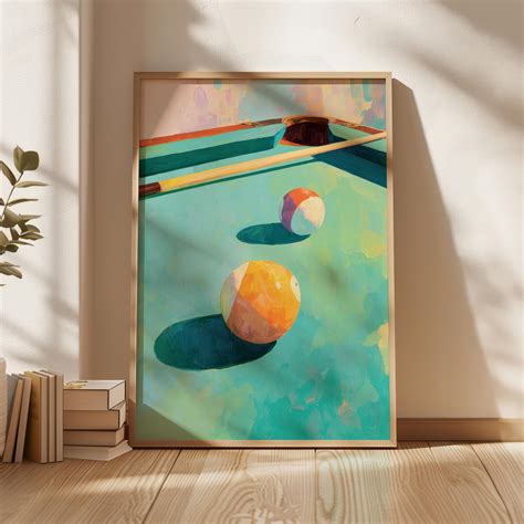 Billiards Art Printable Poster Modern Pool Table Artwork Minimal