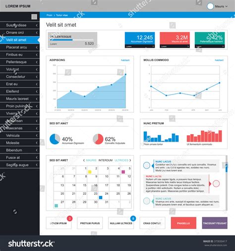 Admin Dashboard Template Design 库存矢量图（免版税）373030417 Shutterstock