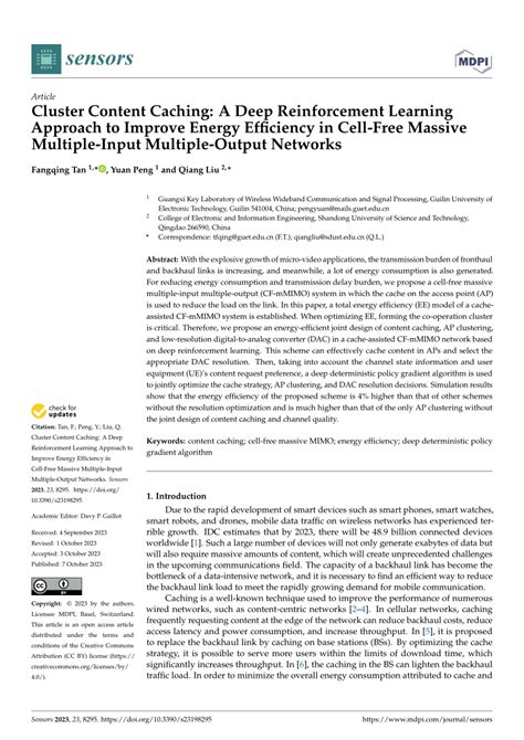 Pdf Cluster Content Caching A Deep Reinforcement Learning Approach To Improve Energy