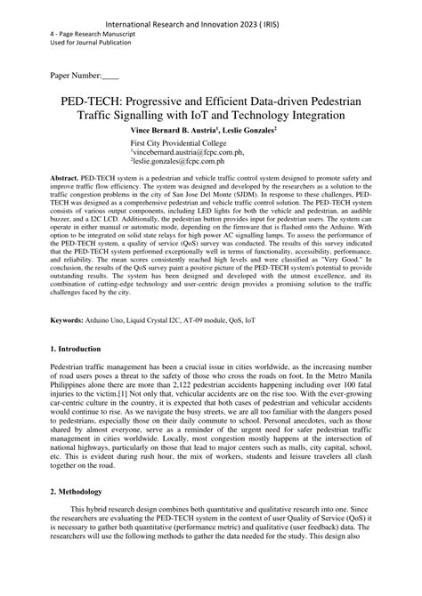Pdf Ped Tech Progressive And Efficient Data Driven Pedestrian Traffic Signalling With Iot And