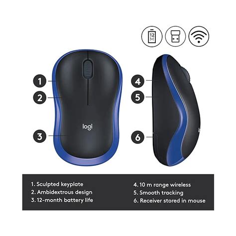 Logitech M185 Wireless Mouse Blue Technology Valley