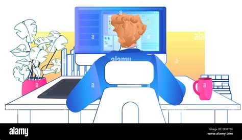 Businessman Analyzing Financial Charts And Graphs Statistics Data On Monitor Stock Market