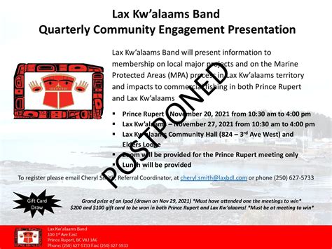 Lax Kwalaams Band Quarterly Community Engagement Presentation Is