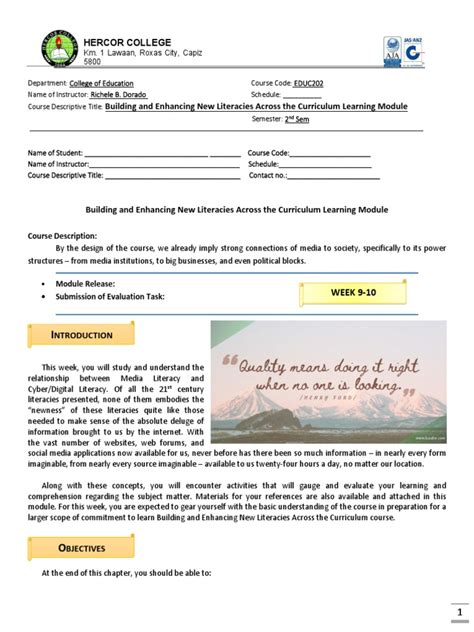 Module 5 Building And Enhancing New Literacies Across The Curriculum Pdf Pdf