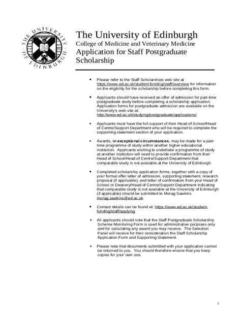 Application For Staff Postgraduate Scholarship Doc Template Pdffiller