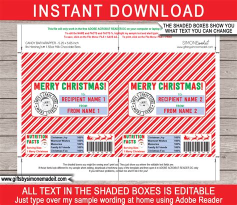 Christmas Candy Wrapper Printables