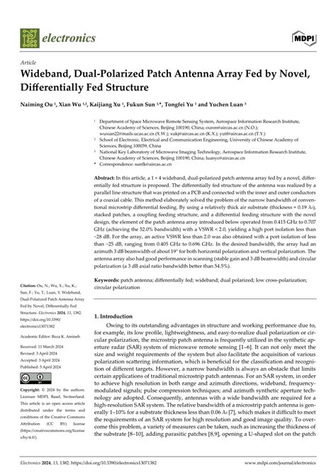 Pdf Wideband Dual Polarized Patch Antenna Array Fed By Novel Differentially Fed Structure