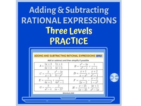 Adding And Subtracting Rational Expressions Three Levels Practice 24