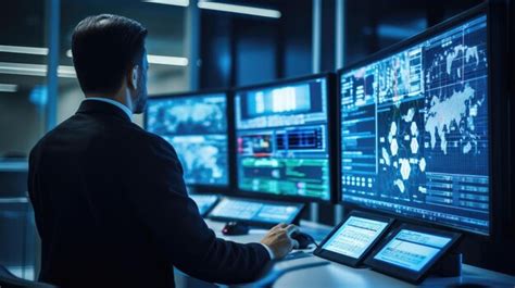 Premium Ai Image Engineer Working At Control Roommanager Control Systemtechnician Man