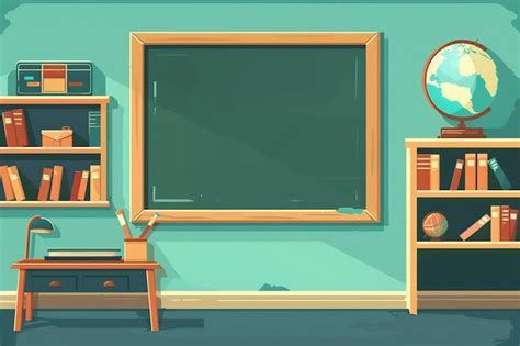 Cartoon Illustration Empty Classroom Premium Ai Generated Vector