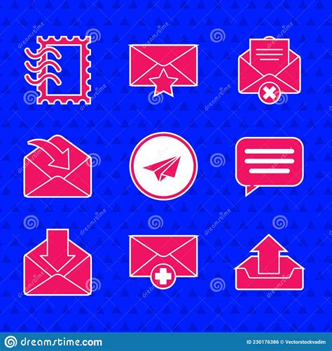 Set Paper Plane Received Message Concept Upload Inbox Speech Bubble