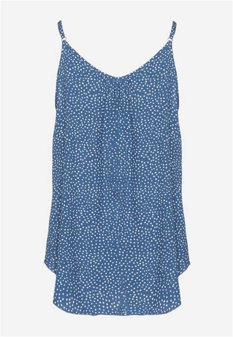 Niebieski Bawełniany Top W Kropki Naphea Born2be