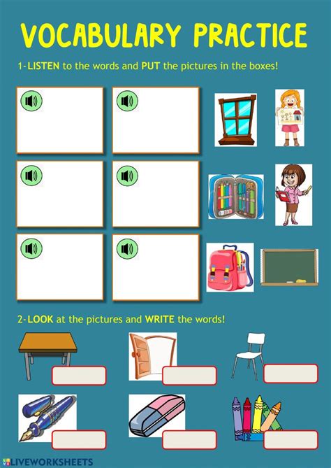 Classroom Vocab Free Interactive Worksheets 64405