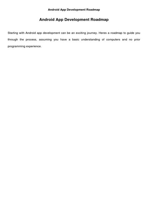 Android App Development Roadmap Pdf Mobile App Android Operating