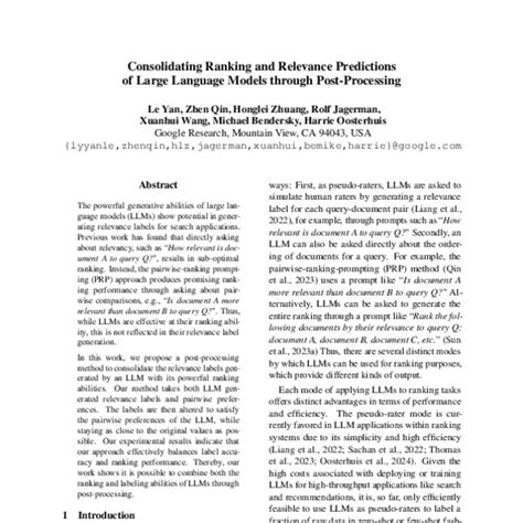 Consolidating Ranking And Relevance Predictions Of Large Language Models Through Post Processing