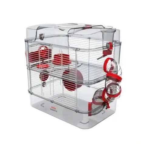 Zolux Rody 3 Cage For Hamsters 2 Floors Red Color