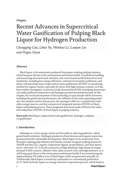 Pdf Recent Advances In Supercritical Water Gasification Of Pulping