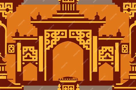 Decorated Temple Gate With Patterns Premium Ai Generated Vector