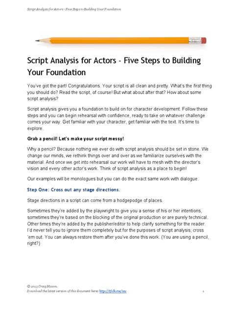 Theatrefolk Script Analysis For Actors Five Steps To Building Your