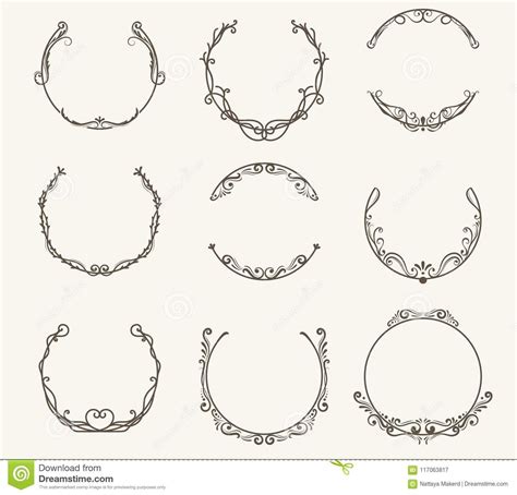 Vector Set Of Border Circle Frame Vintage Style Stock Vector Illustration Of Abstract Border