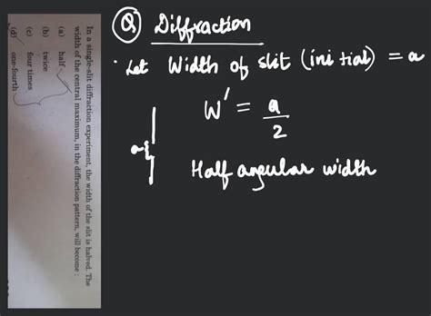In A Single Slit Diffraction Experiment The Width Of The Slit Is Halved