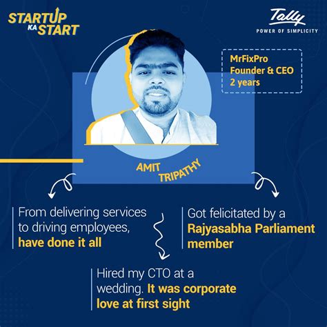 Amit Tripathy On Linkedin Startupfounder Startupindia Nationalstartupday Mrfixpro Tally