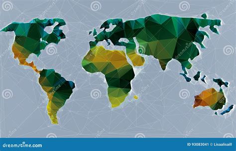 Triangle World Map Vector Illustration Stylize World Map Technology