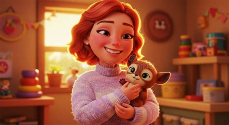 An Animated Scene Showing A Young Woman With Red Hair Wearing A Light