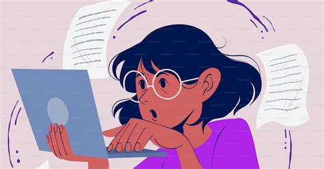 안경을 쓴 여성이 노트북을 보고 있습니다 벡터 Unsplash의 논문 이미지