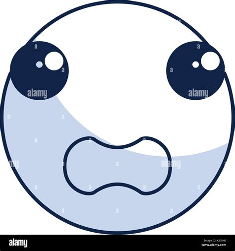 Kawaii Circle Face Emoticon Character Vector Illustration Design Stock