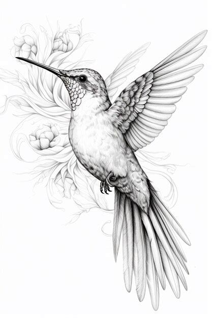 Premium Photo A Drawing Of A Hummingbird Flying With Its Wings Spread