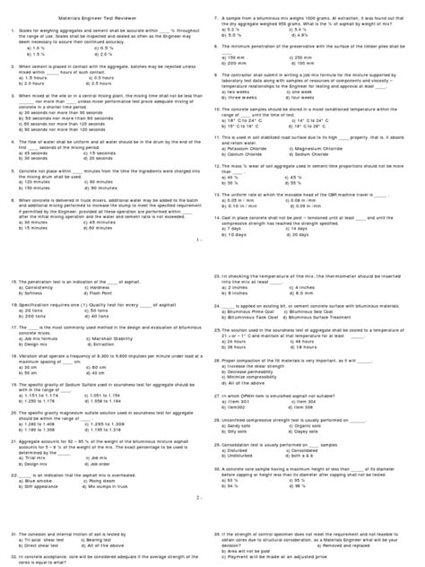 Materials Engineer Reviewer Pdf Concrete Materials Materials Engineer Reviewer Pdf Concrete Materials