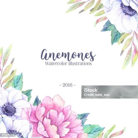 손으로 그린 수채화 그림 잎 모란 아 네모 네 꽃 결혼식 초대 인사 카드 수채화 카드를 사용할 준비가입니다 날짜를 저장 합니다 청첩장에 대한 스톡 벡터 아트 및 기타 이미지